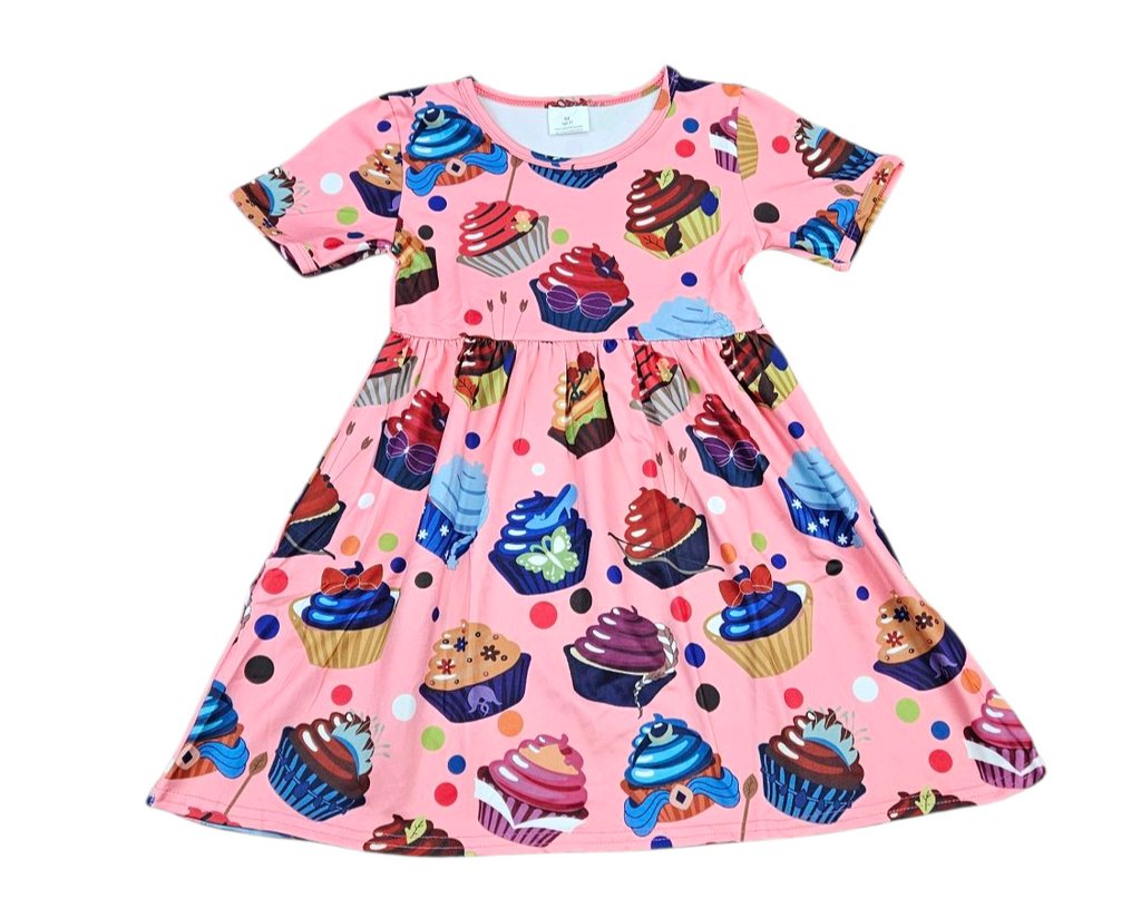 New Princess Cupcakes Short Sleeve Milk Silk Dress – Great Lakes Kids ...