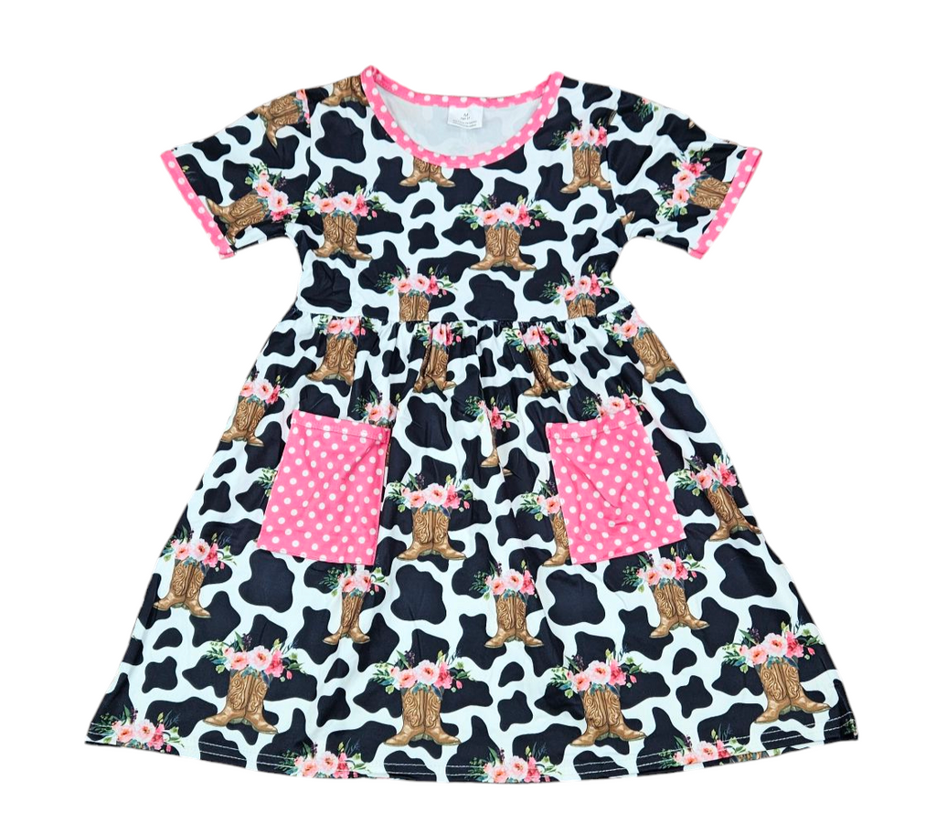 Moo Boots Short Sleeve Milk Silk Dress With Pockets – Great Lakes Kids ...