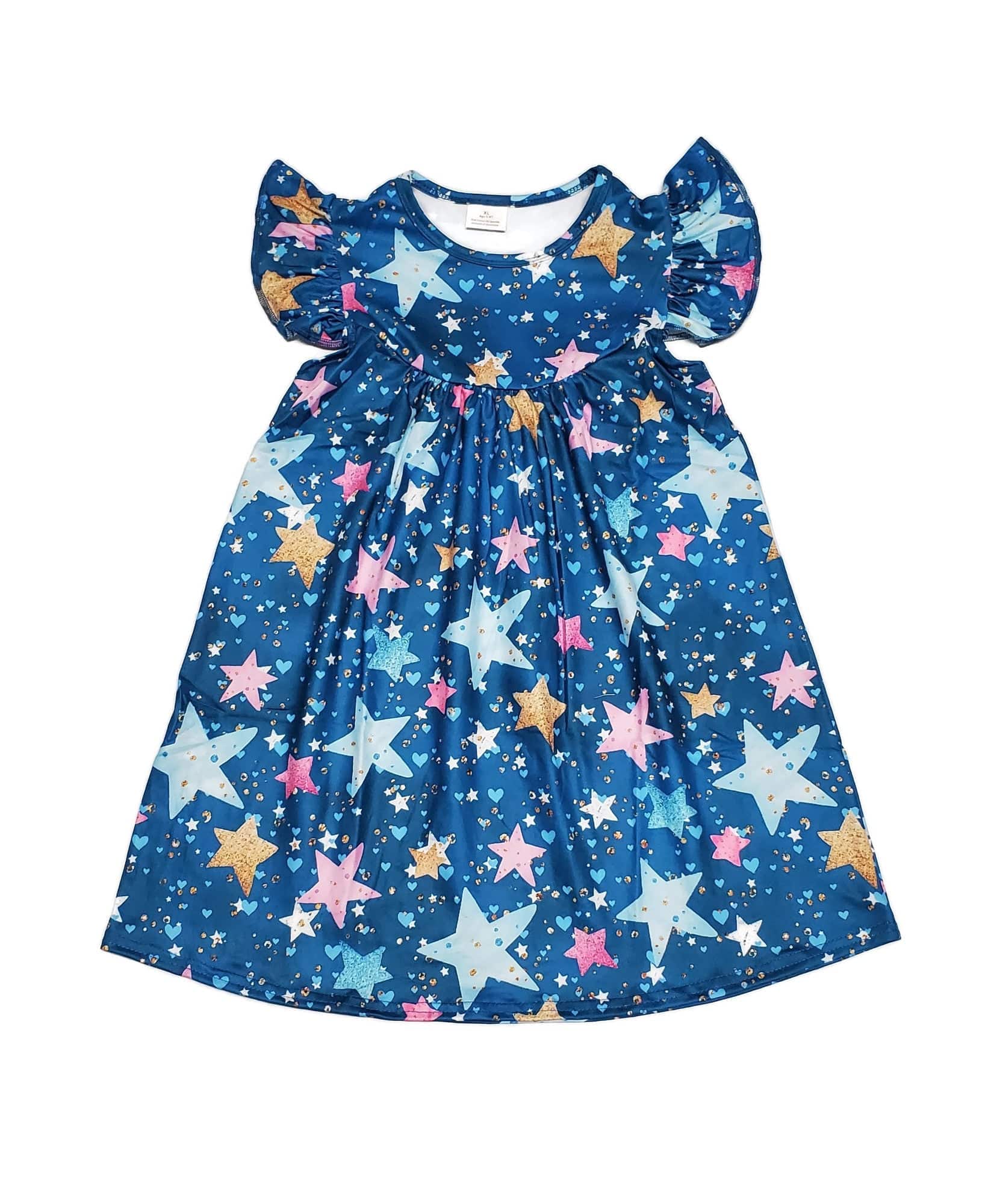 Blue Star Milk Silk Flutter Dress – Great Lakes Kids Apparel LLC